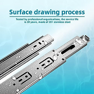 BAIDICE 1 Pair Stainless Steel Full Extension Ball Bearing Drawer Slides 8 10 12 14 16 18 20 22 24 Inch 100 LB Load Capacity Side Mount Cabinet Rails Dresser Metal Runners Kitchen Slider Glides