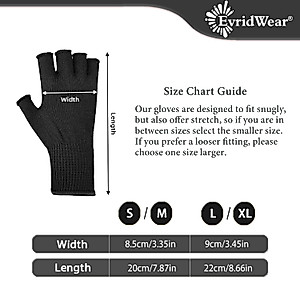 Evridwear Merino Wool Fingerless String Knit Liner Touchscreen Glove s(Black)