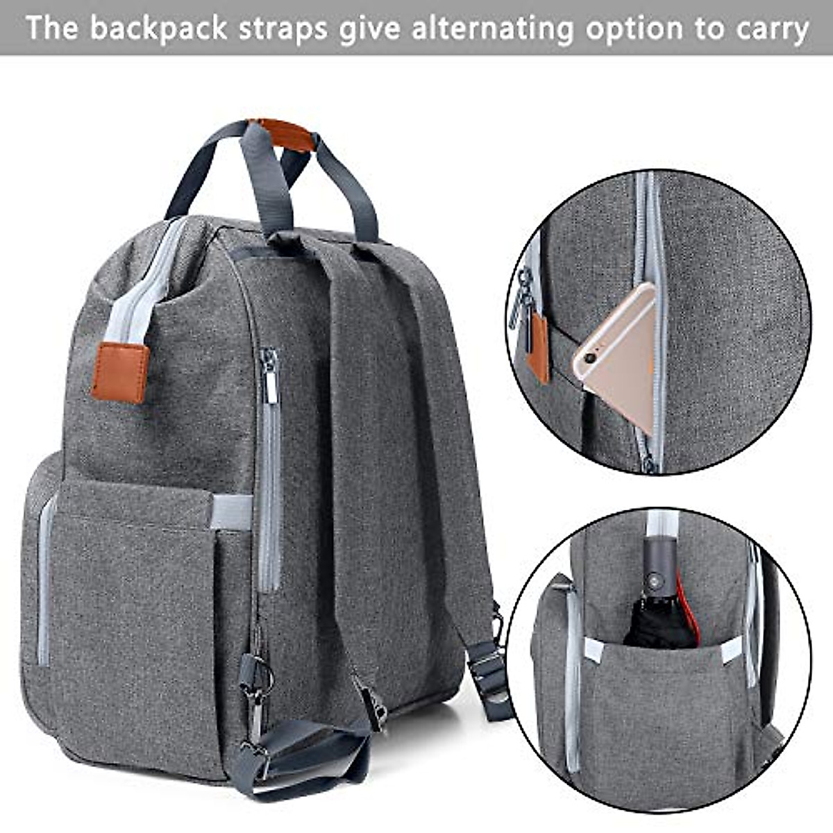 LUXJA Breast Pump Bag with Breastmilk Cooler Bag (Fits Four 5-Ounce Breastmilk Bottles), Breast Pump Backpack with Compartments for Cooler Bag and Laptop (Suitable for Working Mothers), Gray