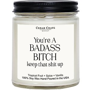 Badass Candle Gifts for Women | You're A Badass Bitch, Keep That Shit Up | Funny Candles for Women Adult Humor | Birthday Gifts for Women Who Has Everything | Congratulations for Boss Bitch Friend