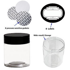 Rolanrosa Plastic Jars with Lids, 4oz Empty Clear Slime Containers,Wide-Mouth Refillable Storage Containers for Lotion,Cream, Ointments,Cosmetics,Samples