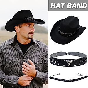 Kalerona Hat Bands for Cowboy Hat Replacement Handmade Ethnic Western Hat Belts Rural Classical Traditional Leather Hat Belts for Straw Fedora Panama Hat