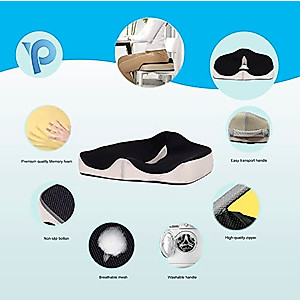 Memory Foam Seat Chair Cushion Relieve Sciatica Pain Coccyx Pain Comfortable seat Cushion Ergonomic Design Used for Office Chair Cushions car seat Cushions and Wheelchair Cushions