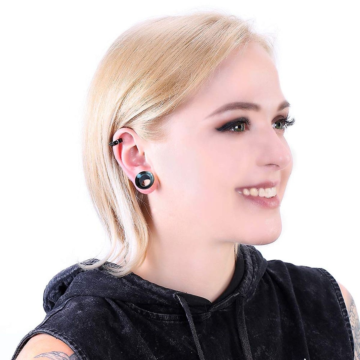 WBRWP 22pcs Ear Tunnels and Plugs - Double Flared Hollow Soft Silicone Ear Gauges Ear Expander Stretcher Body Piercing Jewelry 00g(10mm)