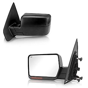 Perfit Zone Towing Mirror Replacement Fit for 2004-2006 F150, POWER HEATED,W/AMBER SIGNAL,BLACK,LEFT(Driver Side)