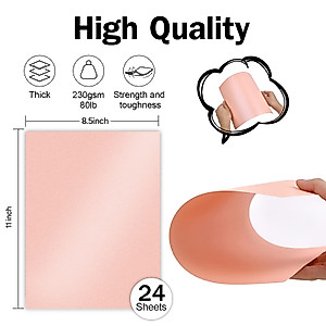 24 Sheets Pink Shimmer Cardstock 8.5 x 11 Iridescent Paper, Goefun 80lb Card Stock Printer Paper for Invitations, Certificates, Crafts, DIY Cards