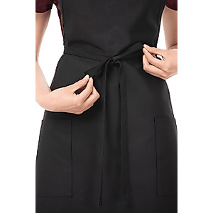 Chef Works Unisex Two Patch Pocket Bib Apron, Black, One Size