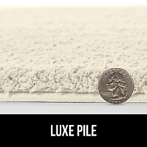 Gorilla Grip Premium Luxury Bath Rug, Absorbent, Soft, Thick Shag, Bathroom Mat Rugs, Machine Wash, Microfiber Dries Quickly, Mats for Bath Room, Shower, Bathtub and Spa Floors, 24x17, Ivory Cream