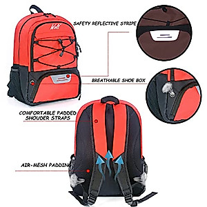 WOLT | Youth Soccer Bag - Soccer Backpack & Bags for Basketball, Volleyball & Football Sports, Includes Separate Cleat Shoe and Ball Compartment, fit to Youth & Adult (Red)