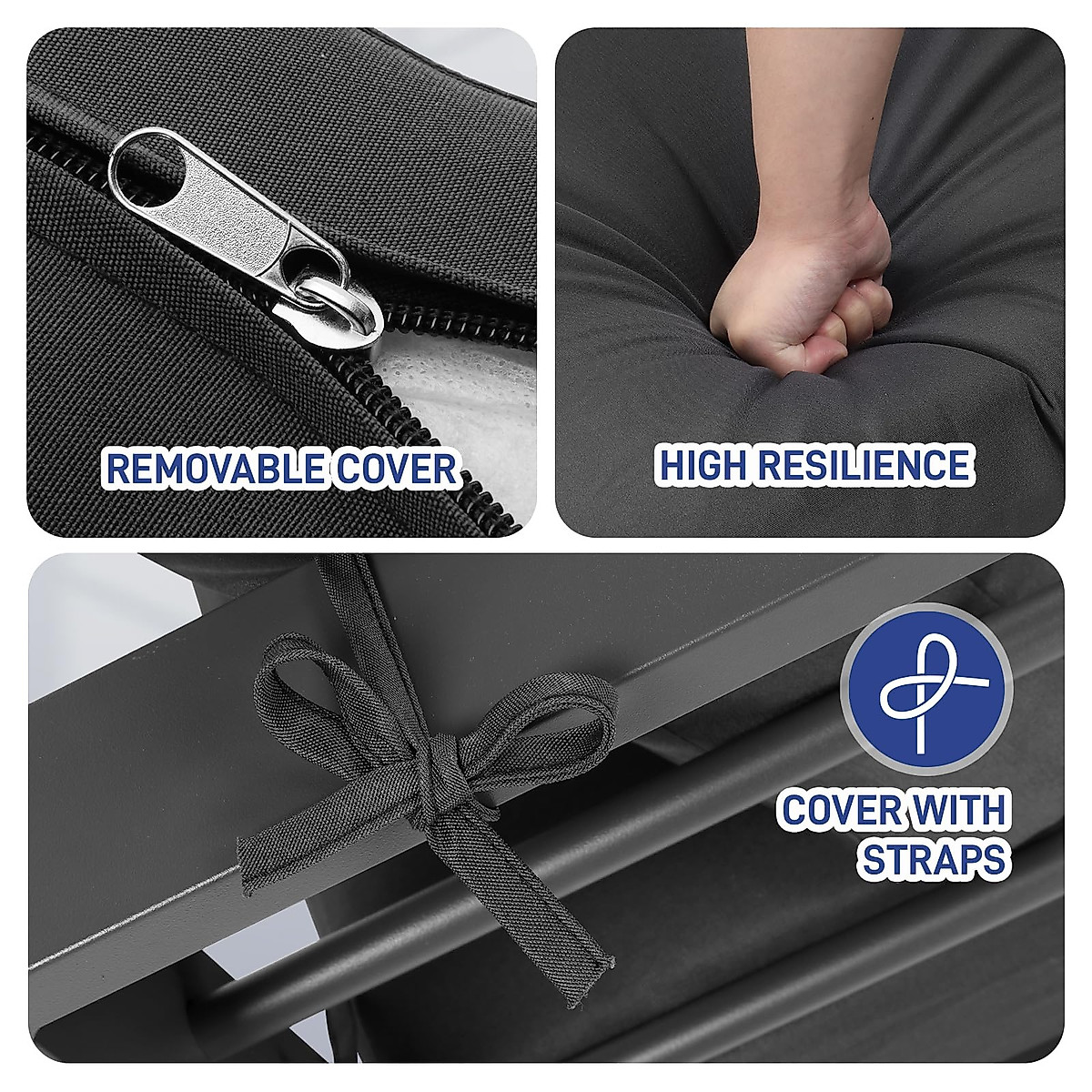 VINGLI Outdoor Furniture 4 Pieces Modern Aluminum Patio Furniture Set, Patio Sofa Set Outdoor Patio Conversation Sectional Set for Lawn, Garden, Backyard (Gray)