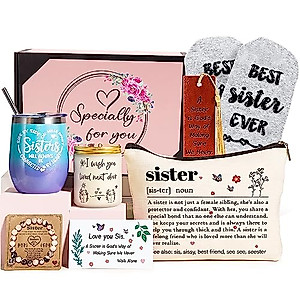 BuiltFit Sister Gifts Sisters Birthday Gift Ideas from Sister - Sisters Birthday Gifts Box from Brother, Best Sister Ever Gifts, Unique Tumbler Christmas Gifts for Sister, Best Friend, BFF, Bestie