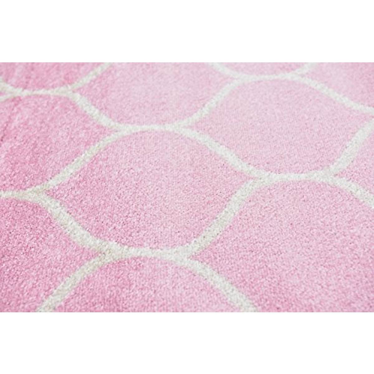 Unique Loom Trellis Frieze Collection Area Rug - Rounded (5' 1" x 8', Light Pink/ Ivory)