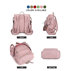 ZOCILOR Women's Fashion Backpack Purse Multipurpose Design Convertible Satchel Handbags and Shoulder Bag PU Leather Travel bag (Light Pink)