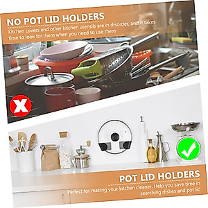 Cabilock 10PCS Pot Lid Holders Stand Wall Mounted Pot Lid Organizers Self Adhesive Adjustable Pan Lid Storage Rack Organizer Kitchen Gadget(Black)