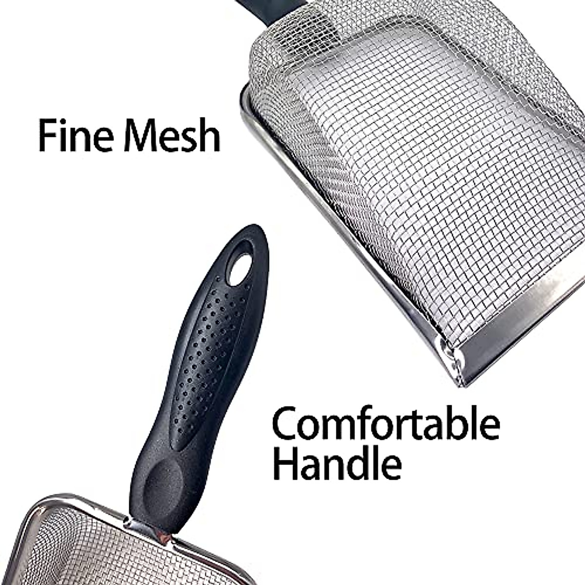 Falltail Stainless Steel Reptile Sand Substrate Scoop Shovel Sifter Fine Mesh Metal Reptile Litter Cleaner Scooper for Sand Bedding