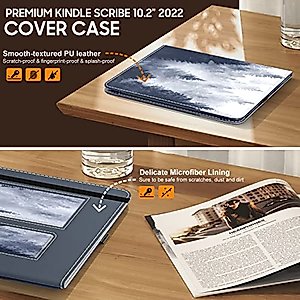 MoKo Case for 10.2“ Amazon Kindle Scribe 2022 Release-1st Generation, Slim PU Shell Leather Cover Case with Auto-Wake/Sleep for Kindle Scribe e-Reader 2022, Gray Forest