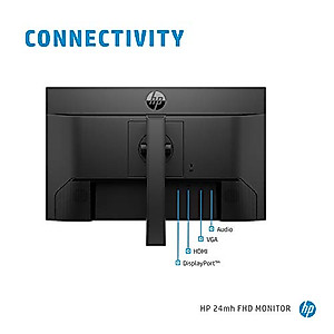 HP 24mh FHD Monitor - Computer Monitor with 23.8-Inch IPS Display (1080p) - Built-In Speakers and VESA Mounting - Height/Tilt Adjustment for Ergonomic Viewing - HDMI and DisplayPort - (1D0J9AA#ABA)