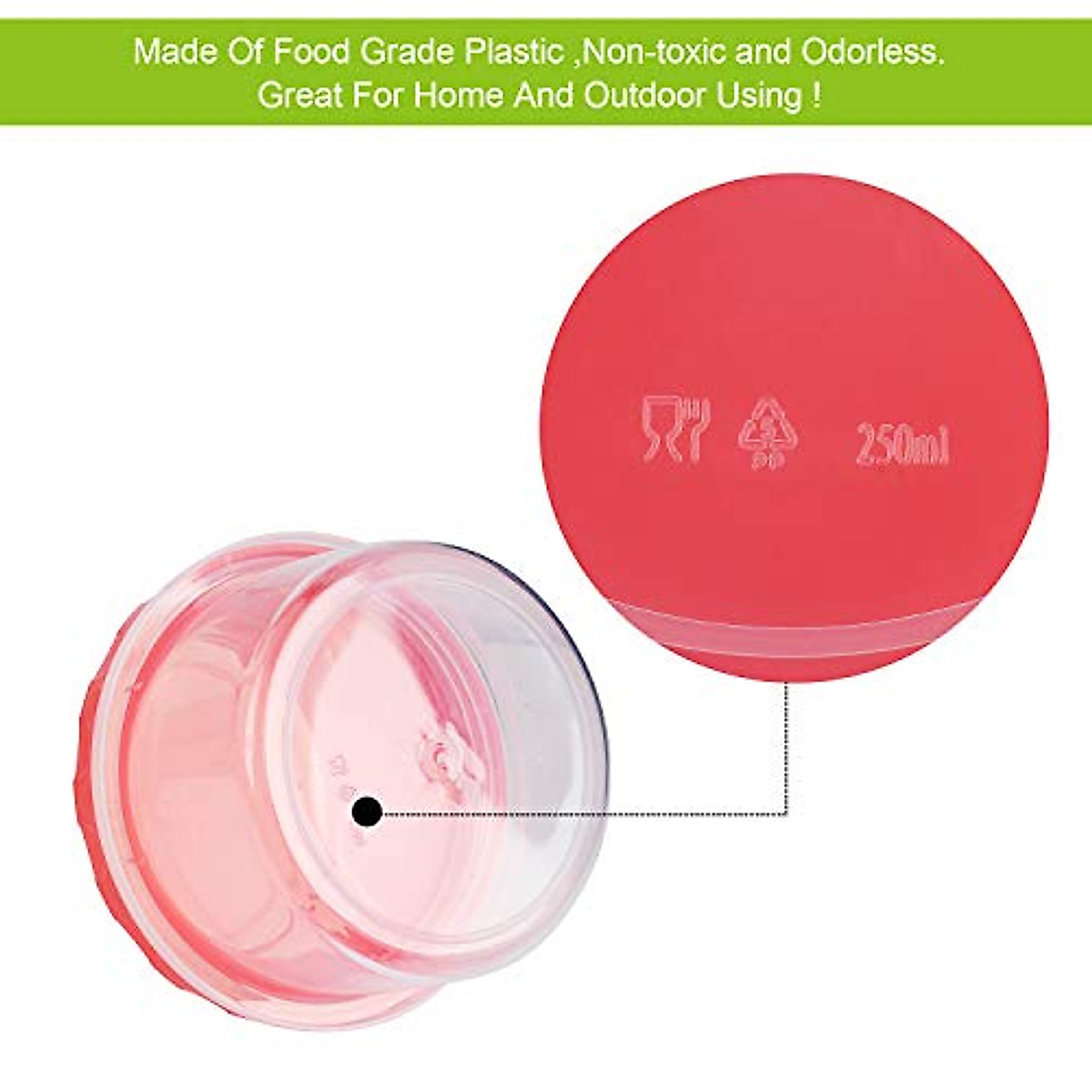 12-pack 8oz/250ml reuseable small plastic freezer storage container jars with screw lid for food kids baby lunch snacks slime cup |Sturdy Plastic|BPA Free | Freezer & Dishwasher Safe|