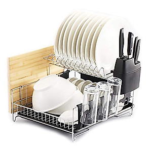 Premium Racks Professional Dish Rack - 304 Stainless Steel - Fully Customizable - Microfiber Mat Included - Modern Design - Large Capacity