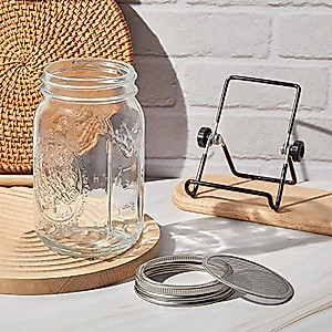 meekoo 4 Sprouting Jar Kit Wide Mouth Mason Jars with Stainless Steel Screen Sprout Lids and Stand Microgreens Growing Kit Seed Germination Kit Seed Sprouter Set for Growing Broccoli Alfalfa Mung Bean