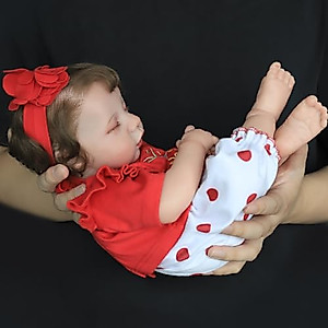 SCOM Reborn Baby Dolls - 19-Inch Lifelike Sleeping Baby Dolls Girl with Soft Cloth Body Realistic-Newborn Baby Doll Gift Set for Kids Age 3+