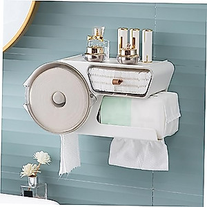 JOINPAYA Paper roll Toilet Paper Case Plastic Tissue Holder Wall Mount Paper Towel Holder Paper Towel Holder White Tissue Dispenser Wall Toilet Bathroom The Hips Wall-Mounted roll Holder