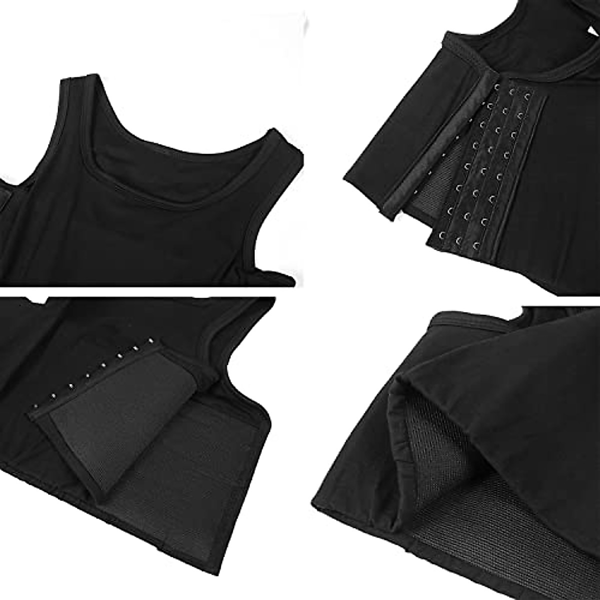 INRANXISM Chest Binder for Women FTM Cotton Binder Trans Hook Binder Bra for Transgender Tank Top (Medium, Black)