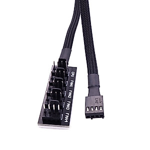 Fancasee PWM PC Fan Hub Power Supply Cable 1 to 5 Way Splitter PC Motherboard Case Fan Power Extension Cable Cord Hub for ATX Computer Case 4-Pin and 3-Pin Cooling Fans