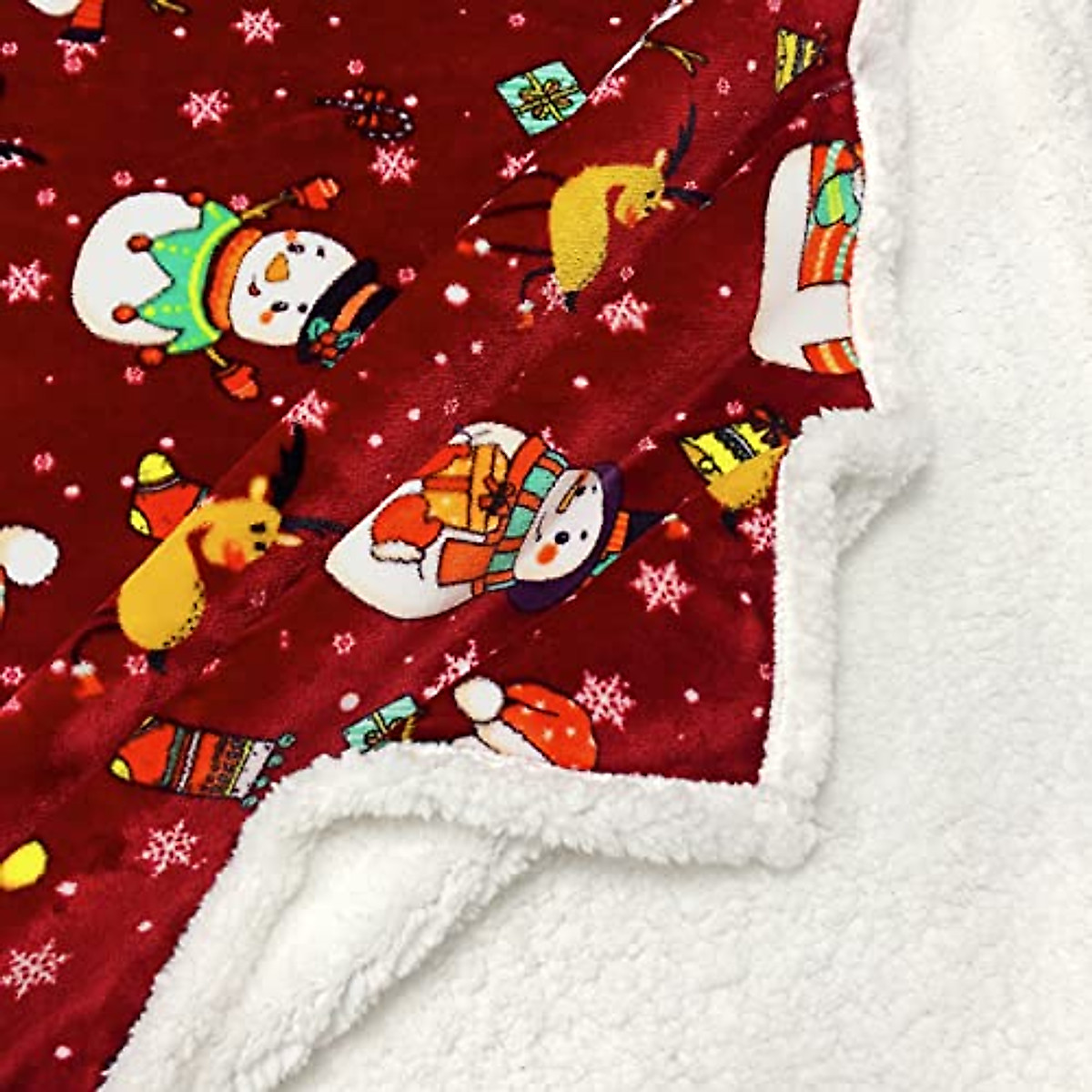Christmas Blanket,Sherpa Blanket,Red Throw Blanket for Couch,Weighted Soft Fleece Blanket,Gift for Kids Women,Breathable, Comfortable, Anti-Pilling, Machine Washable|50'' X 60''