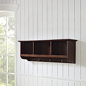 Crosley Furniture Brennan Entryway Hanging Storage Shelf, Vintage Mahogany