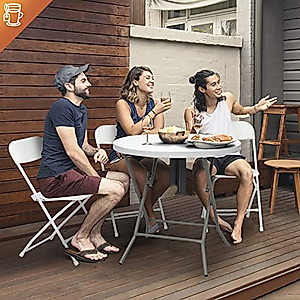 VINGLI 10 Pack White Plastic Folding Chair, Indoor Outdoor Portable Stackable Commercial Seat with Steel Frame 350lb. Capacity for Events Office Wedding Party Picnic Kitchen Dining