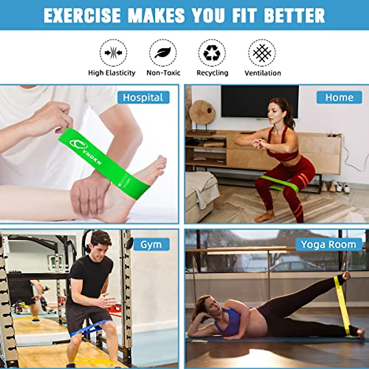 Resistance Bands for Working Out,Set of 5 Resistance Loop Exercise Bands,Elastic Workout Bands for Women and Man Home Gym Yoga Strength Training Exercise Equipment Essentials Fitness Accessories