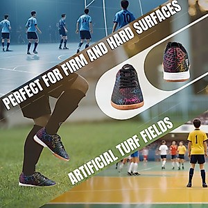 Vizari Zodiac Junior Indoor Soccer Shoes | Synthetic Indoor Football Shoes with Rubber Sole | Durable and Machine Washable for Youth | Ideal for Indoor Soccer and Futsal Black