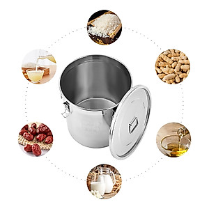 DYNAMI 304 Stainless Steel Airtight Canister,48L/12.7Gal Large Canisters Container with Lids and Sturdy Locking Clamp,Bucket Food Storage Containers for Rice, Flour, Grain, Coffee Bean (48L)