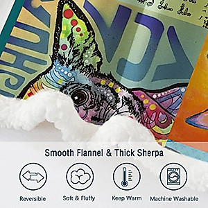 TOPTREE Chihuahua Blankets Fuzzy Dog Blanket for Kids Adults Lovely Oil Painting Puppy Fleece Blanket Cozy Plush Doggie Sherpa Throw Blanket for Couch Bed Sofa (60x80 inches)