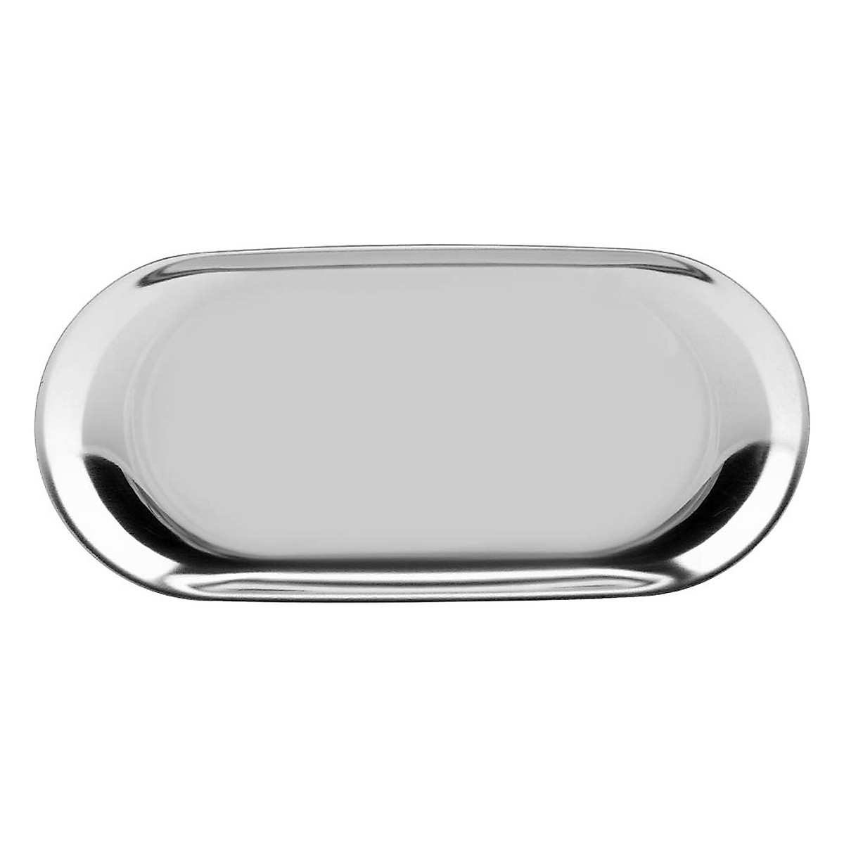 Trinket Tray, Stainless Steel Decorative Tray Oval Vanity Tray Small Perfume Tray for Perfume, Cosmetics, Jewelry, Makeup or Tea Fruit (18 * 8cm/7.1 * 3.2in, Silver)