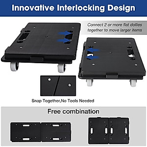 GTQYYF Furniture Movers with Wheels, Portable Moving Rollers Leg Dollies for Heavy Furniture, 4 Wheels Small Flat Dolly, 440Lbs Capacity, 2 Pack, Black