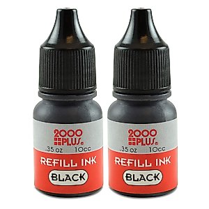 2000 Plus Ink Refill for Pre-Inked Stamps and Stamp Pads, Black .35 oz Each – Black (090689)