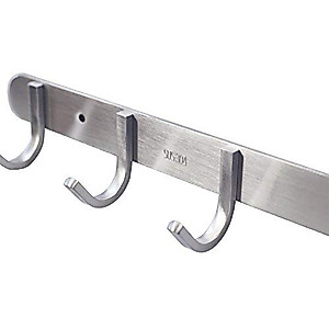 Coat Hook Rack with 8 Square Hooks - Premium Modern Wall Mounted - Ultra durable with solid steel construction, Brushed stainless steel finish, Super easy installation, Rust and water proof