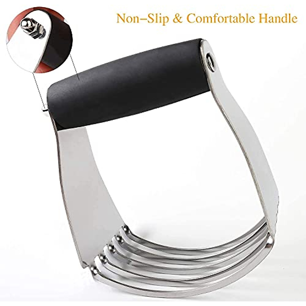 Pastry Cutter, Stainless Steel Dough Blender, Heavy Duty Pastry Blender and Dough Cutter with Blades for Butter, Pie Crust and Cake