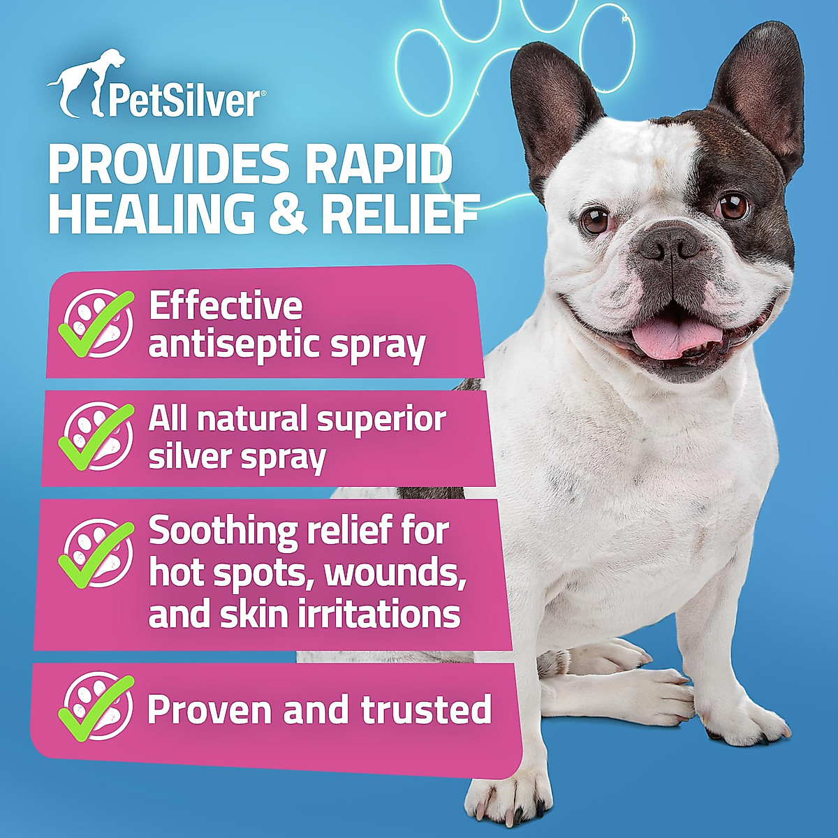PetSilver Wound & Skin Spray - Chelated Silver, Superior to Colloidal Silver - Dog Wound Spray, Hot Spot, Allergy Relief for Dogs, Itch Spray for Cats - Natural Skin Soother - Made in USA - 8 fl oz