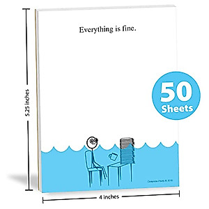 Guajolote Prints Everything is Fine Paper Pad - 4 x 5.25 inch, 50 sheets - Funny Office Desk Gag Gift for Boss, Coworker