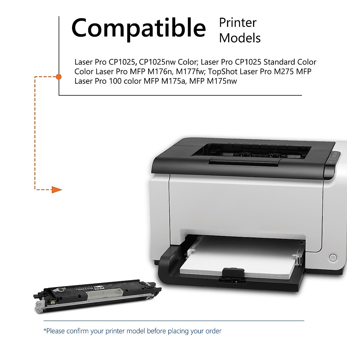 (New Chip) 126A Black Toner Cartridge 1-Pack, 126A CE310A Toner Replacement for HP 126A Toner Compatible with Laser Pro 100 Color MFP M175, Laser Pro CP1025, TopShot Laser Pro M275 MFP Series Printer
