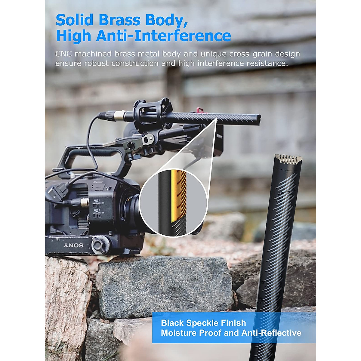 SYNCO XLR Shotgun Microphone, Shotgun Mic D2 Hyper Cardioid Directional Condenser Mic with XLR Connector, Video/Audio Recording for Camcorders, Shotgun-Microphone-XLR-Condenser-Mic