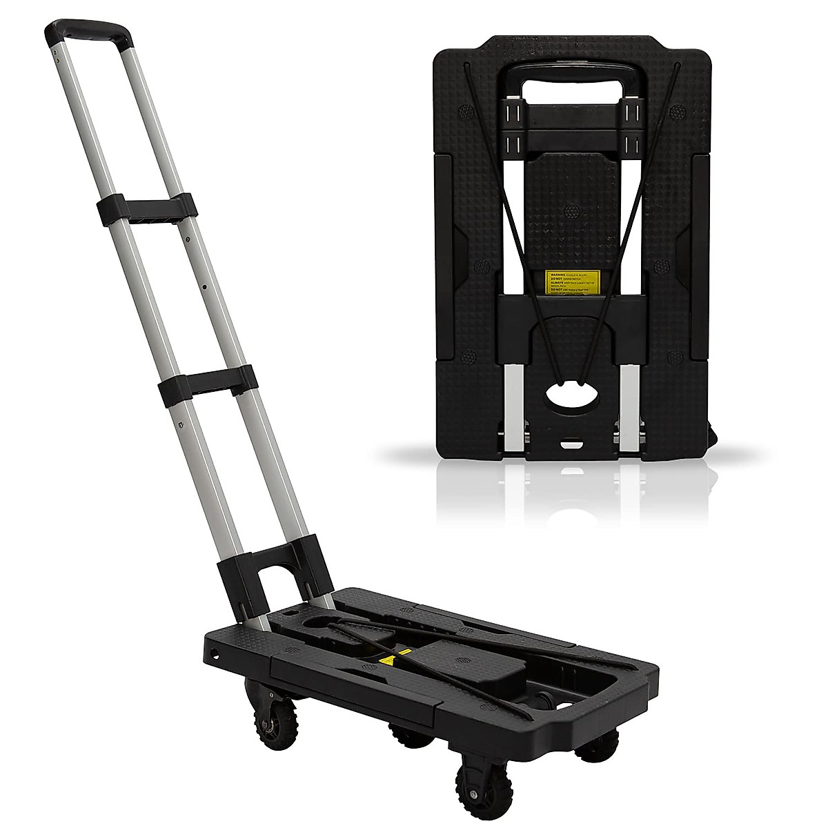 YooMoo Folding Hand Truck 5-Wheel Folding Trolley,Fold Up Luggage Utility Dolly,Heavy Duty Trolley Cart,Stretchable Platform Cart for Home Office Car Travel Luggage Moving