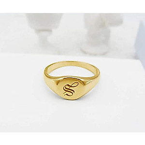 SHAREMORE Customized Signet Ring Engravable Sterling Silver Rings Personalized Monogram Jewelry for Girls Men Women Customize Initial Letter Custom 3 Letters