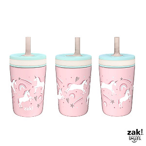 Zak Designs Kelso Toddler Cups For Travel or At Home, 12oz Vacuum Insulated Stainless Steel Sippy Cup With Leak-Proof Design is Perfect For Kids (Fanciful Unicorn)