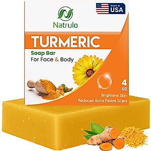 Herblov Turmeric Soap Bar for Face & Body – Natural Turmeric Skin Soap Wash for Dark Spots, Intimate Areas, Underarms – Turmeric Brightening Face Soap Cleanses Skin, Great for Acne, Scars