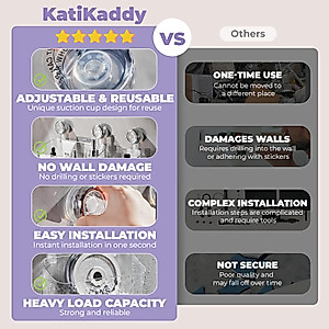 KatiKaddy Suction Cup Shower Caddy 2-Pack Set, No-Drilling New Home Decor Essentials, Large&Small Shower Organizer Shelf, Rustproof Sturdy Accessories Storage Rack, For Apartment Wall Bathroom Dorm RV