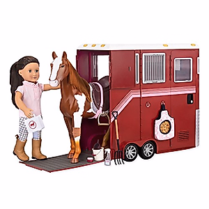 Our Generation by Battat- Mane Attraction Horse Trailer for 18" Dolls- Toy, Equestrian, Doll and Accessories for Ages 3 Years and Up